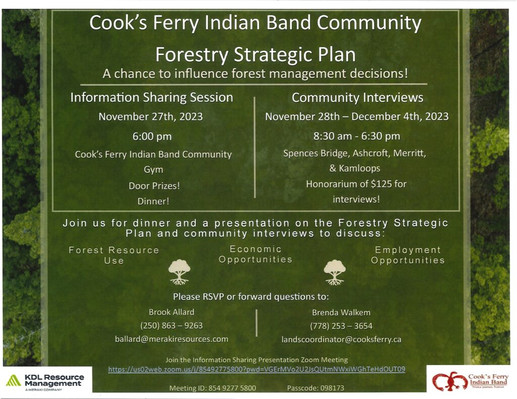 Announcements | Cooks Ferry Indian Band